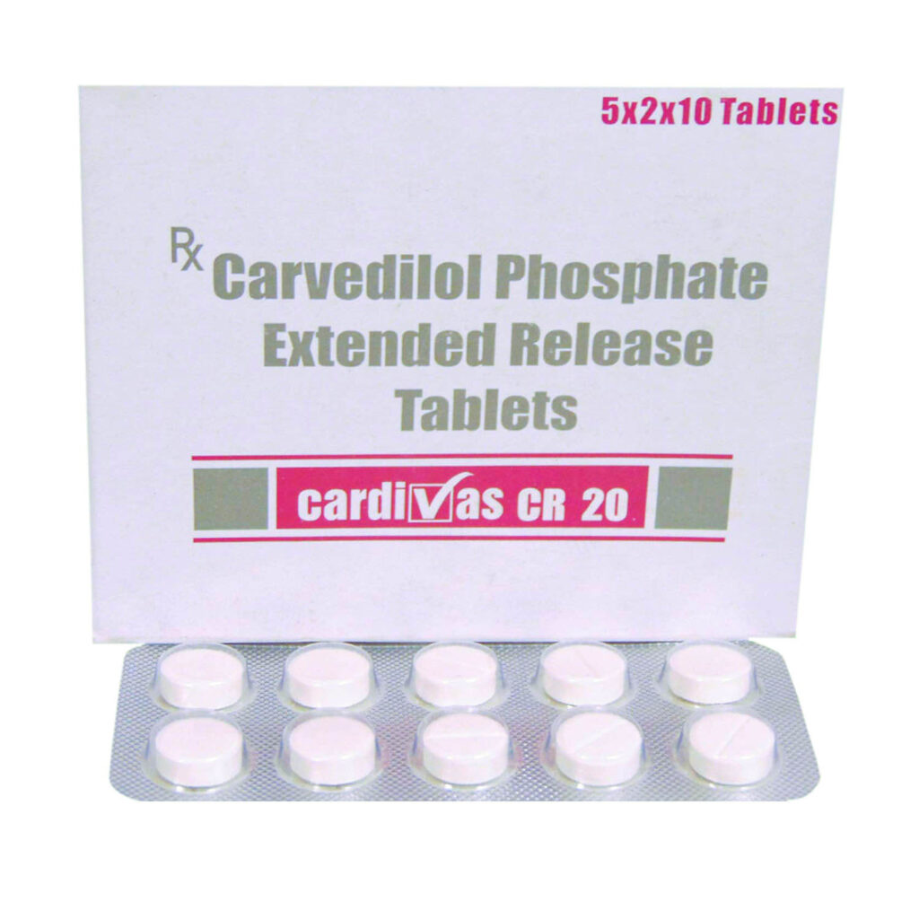 Buy Cardivas CR (Carvedilol) 20 mg 100 tablet online - aipctshop.com
